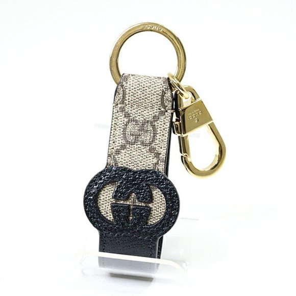 Gucci | Accessories | Gucci Cutout Interlocking G Keychain Beigeblack ...